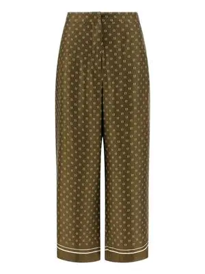 Max Mara MAX MARA STUDIO Printed Silk Palazzo Trousers Brown