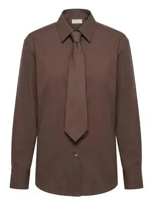 Brunello Cucinelli Stretch Cotton Poplin Shirt With Tie - Multicolor