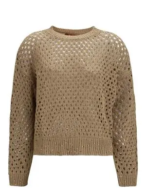 Max Mara MAX MARA STUDIO Sequin Sweater Cream