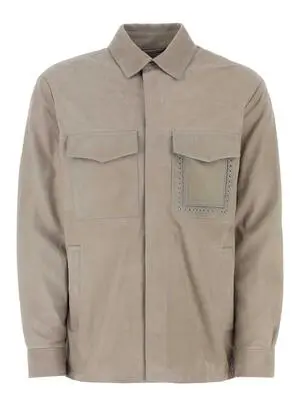 Etro Dove Grey Suede Shirt - Gray