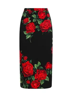 Dolce & Gabbana Roses Print Silk Skirt - Multicolor