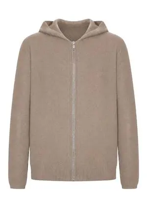 Rick Owens Full-zip Hooded Cashmere Blend Cashmere Sweater - Gray