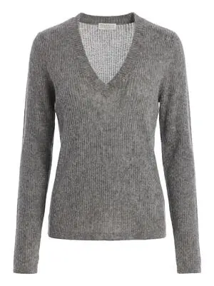 Brunello Cucinelli Silk V-neck Sweater - Multicolor