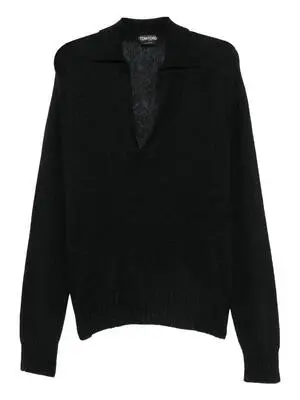 TOM FORD Silk Cashmere V-neck Pullover - Black