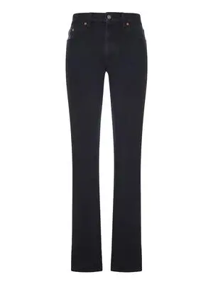 Saint Laurent Straight Jeans In Authentic Denim - Black