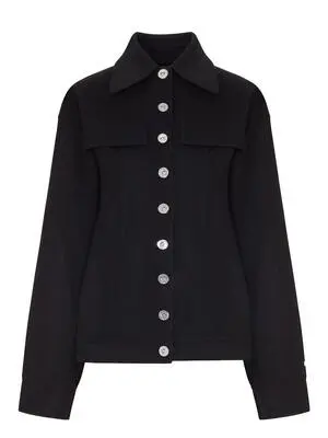 Sportmax Shaped Overshirt In Pure Wool - Black