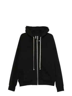 Rick Owens Organic Cotton Hooded Zip Up Sweatshirt - Black