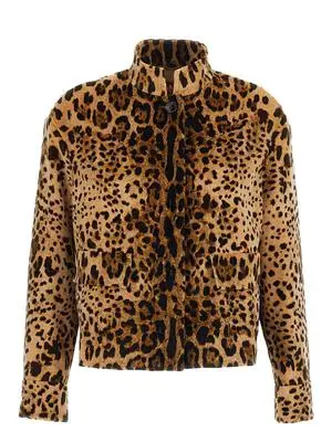 Max Mara Cotton Animal Print Jacket - Brown