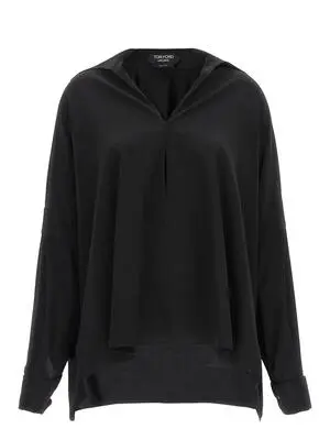 TOM FORD Crepe De Chine Stretch Silk Shirt - Black