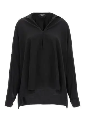 TOM FORD Crepe De Chine Stretch Silk Shirt - Black