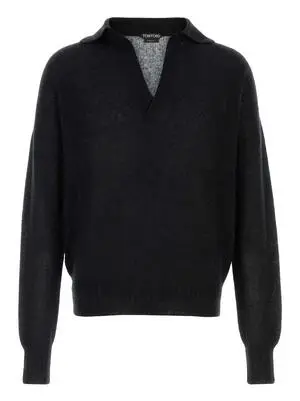 TOM FORD Cashmere Blend Polo Shirt - Black