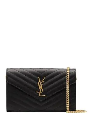 Saint Laurent Cassandre Leather Wallet On Chain - Multicolor