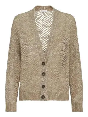 Brunello Cucinelli Sequined Openwork Knit Cardigan - Multicolor