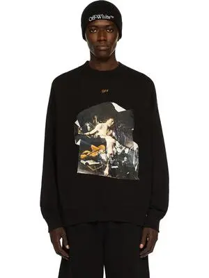 Off-White Cupid Paper Skate Crewneck Sweatshirt - Black