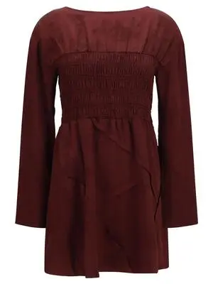 GANNI Long-sleeve Satin Mini Dress - Multicolor