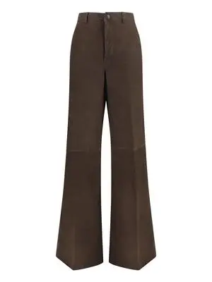 Rick Owens Suede Wide-leg Trousers - Brown