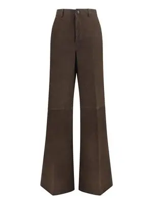 Rick Owens Suede Wide-leg Trousers - Brown