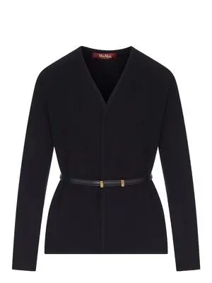 Max Mara MAX MARA Wool Cardigan With Leather Profiles Black
