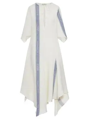 JW Anderson Linen Midi Dress With Logo Inserts - Multicolor