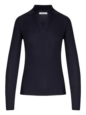 Max Mara Cashmere And Silk Polo Sweater Blue