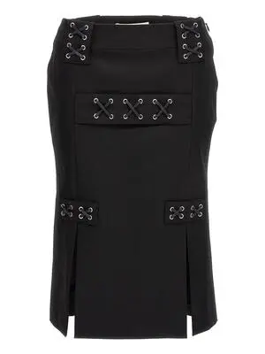 Alessandra Rich Lace-up Skirt - Black
