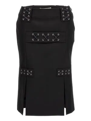 Alessandra Rich Wool Blend Skirt - Black
