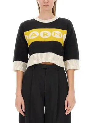 Marni Logo Virgin Wool Jersey - Black