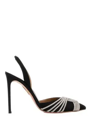 AQUAZZURA Satin Gatsby Sling Pumps - Black