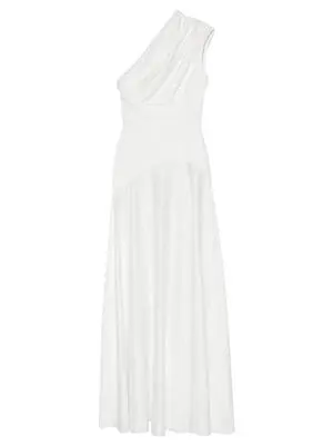 Solace London Draped One-shoulder Evening Dress - White