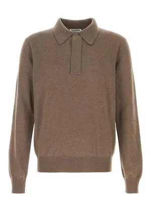 JIL SANDER Jil Sander Men Mud Wool Polo Shirt Brown