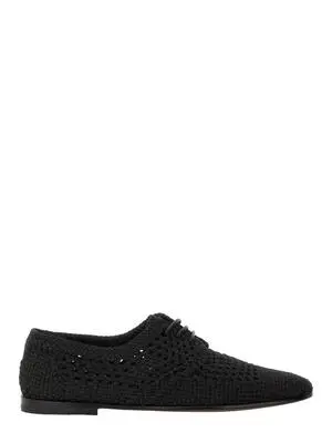Dolce & Gabbana Woven Fabric Derby Shoes - Black