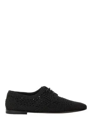 Dolce & Gabbana Woven Fabric Derby Shoes - Black