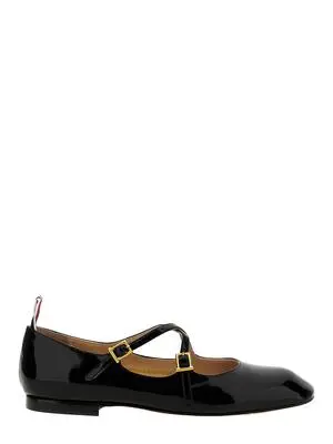 Thom Browne Patent Leather Ballerina Flats - Black