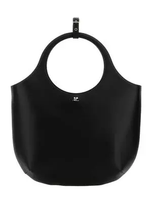 COURREGES Leather Medium Holy Handbag - Black