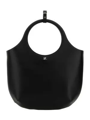 COURREGES Leather Medium Holy Handbag - Black