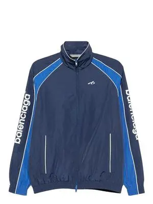 Balenciaga Oversized Logo Panelled Jacket - Blue