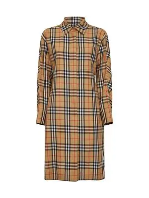 Burberry Check Cotton Midi Shirt Dress - Multicolor