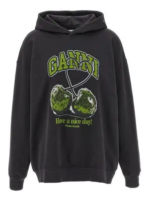 GANNI Ganni Women 'Basic Jersey Cherry' Hoodie Gray