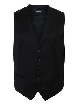 Tagliatore Virgin Wool Interlock Twill Vest - Blue