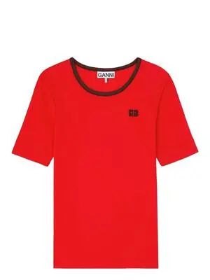 GANNI Organic Cotton Short Sleeve T-shirt - Red