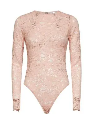 SELF-PORTRAIT Beige Floral Lace Bodysuit - Multicolor
