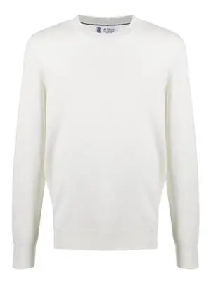 Brunello Cucinelli Cashmere Crew Neck Sweater - White