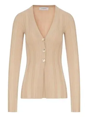 Sportmax Slim Ribbed Viscose Cardigan - Cream