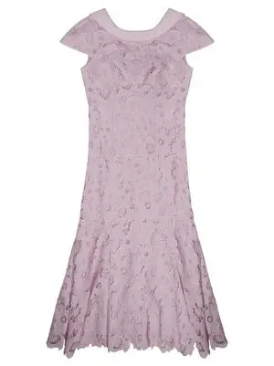 SELF-PORTRAIT SELF-PORTRAIT Lace Midi Dress With Open Back Pink