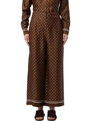 Max Mara Printed Silk Palazzo Trousers - Brown