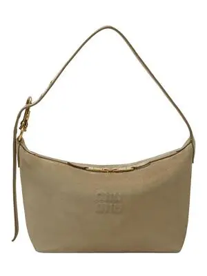 Miu Miu Suede Leather Bowling Bag - Cream