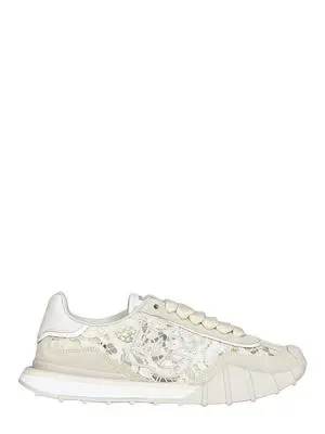Dolce & Gabbana Lace And Calf Suede Low-top Sneakers - Multicolor