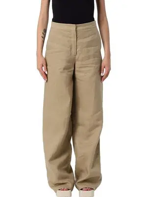 Max Mara Max Mara Studio Linen Wide Leg Trousers Brown