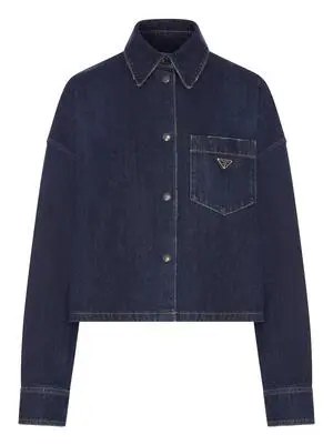 Prada PRADA Denim Shirt With Logo Brown