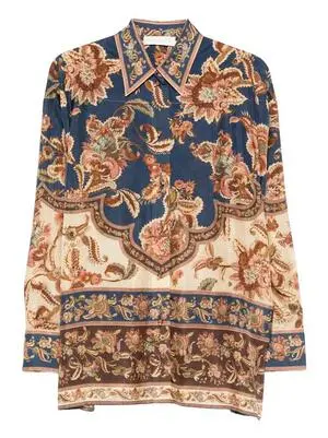 Zimmermann ZIMMERMANN Floral Silk Shirt Brown